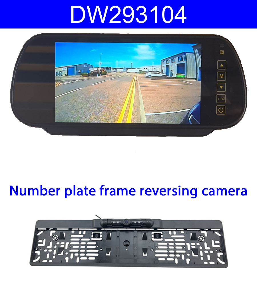 Number Plate Frame Wireless Parking Camera Kit with 7" mirror monitor ...