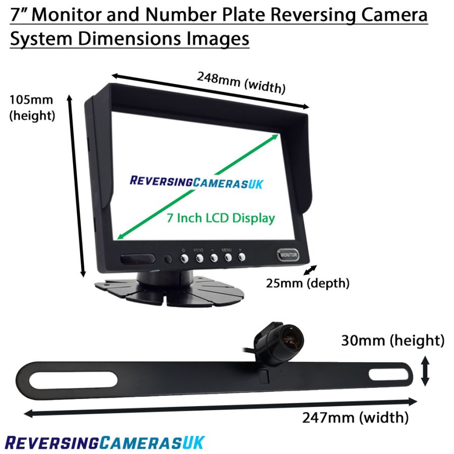 Behind Number Plate Reversing Camera Kit with 7" Monitor | Reversing ...