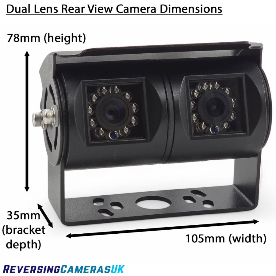 Dual Lens Black Bracket Reversing & Rear View Camera with Black ...