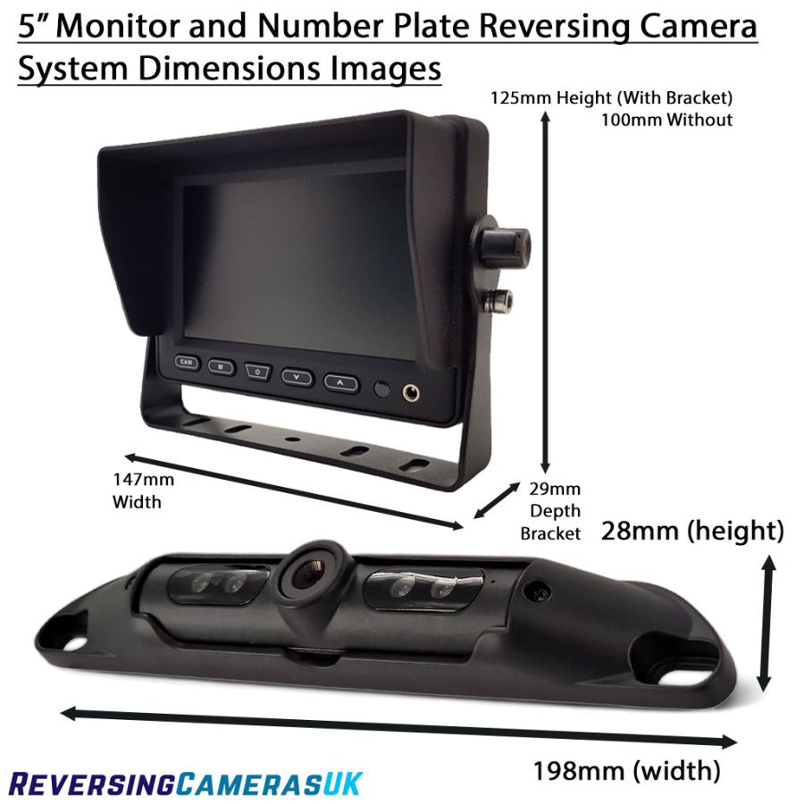 Number Plate Reverse Camera System with 5 inch Heavy Duty Monitor ...