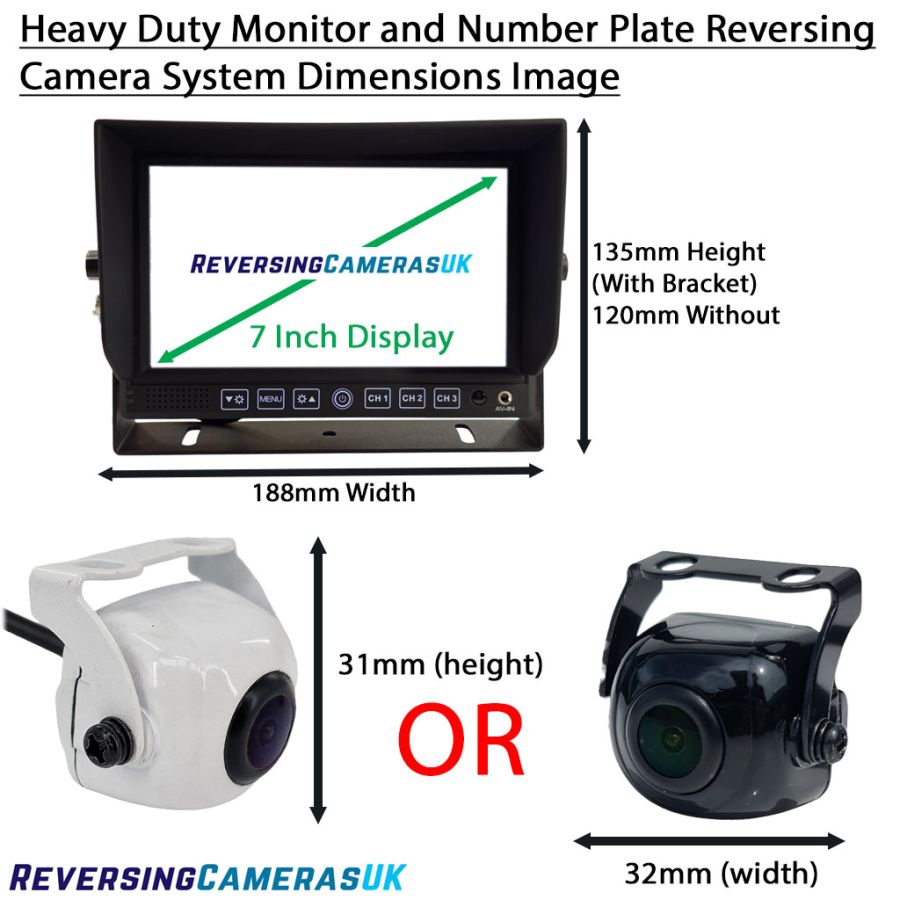 Mini Bracket Reversing Camera Kit with 7" Heavy Duty Monitor ...