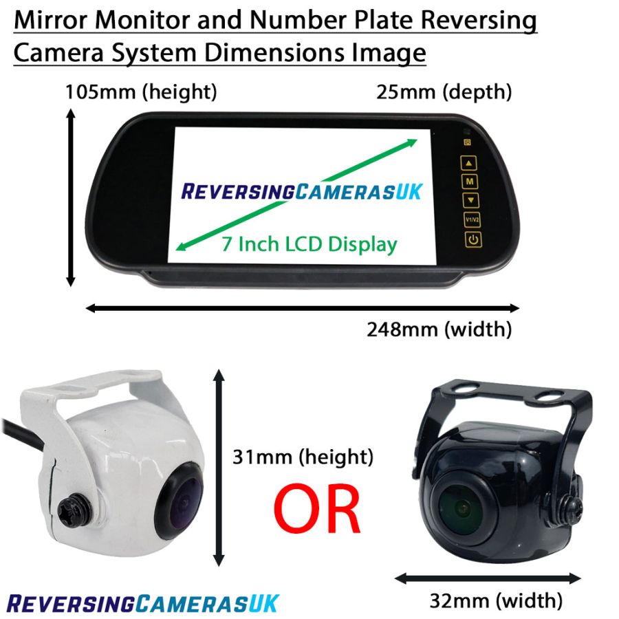 Mini Bracket Reversing Camera System with 7" Mirror Monitor | Reversing ...