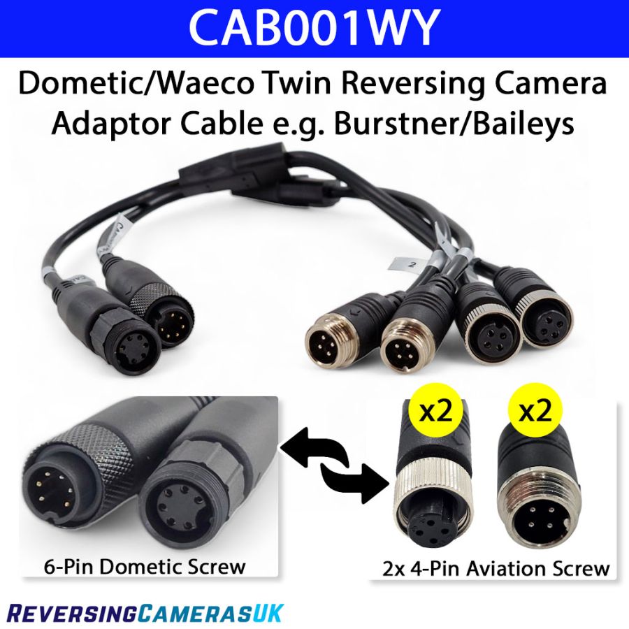 6-Pin Twin Reverse & Rear View Camera Adapter for Burstner, Bailey ...