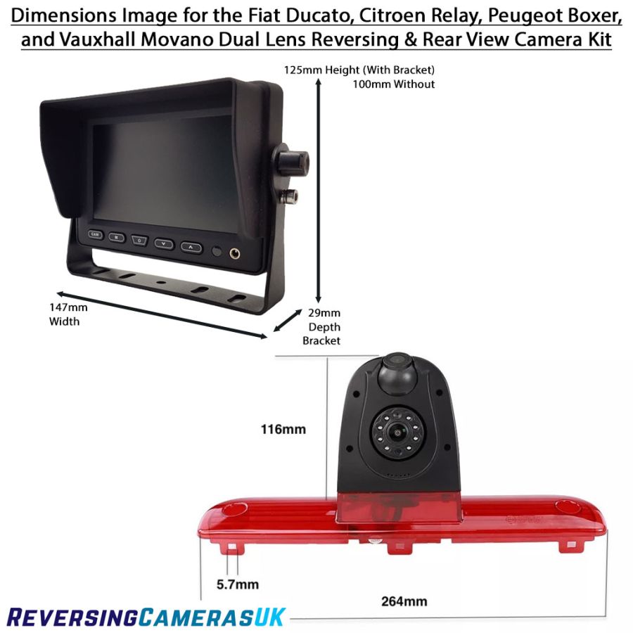 Dual Lens Brake Light Reversing & Rear View Camera Kit with 5" Dash ...