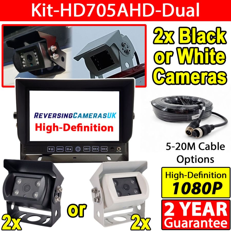 Heavy duty 7 inch AHD dash mount monitor and 2 bracket reversing ...