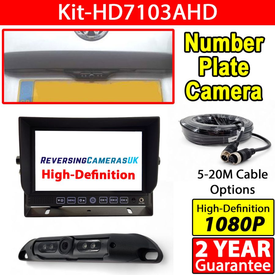 Heavy duty 7 inch AHD dash mount monitor and number plate reversing ...