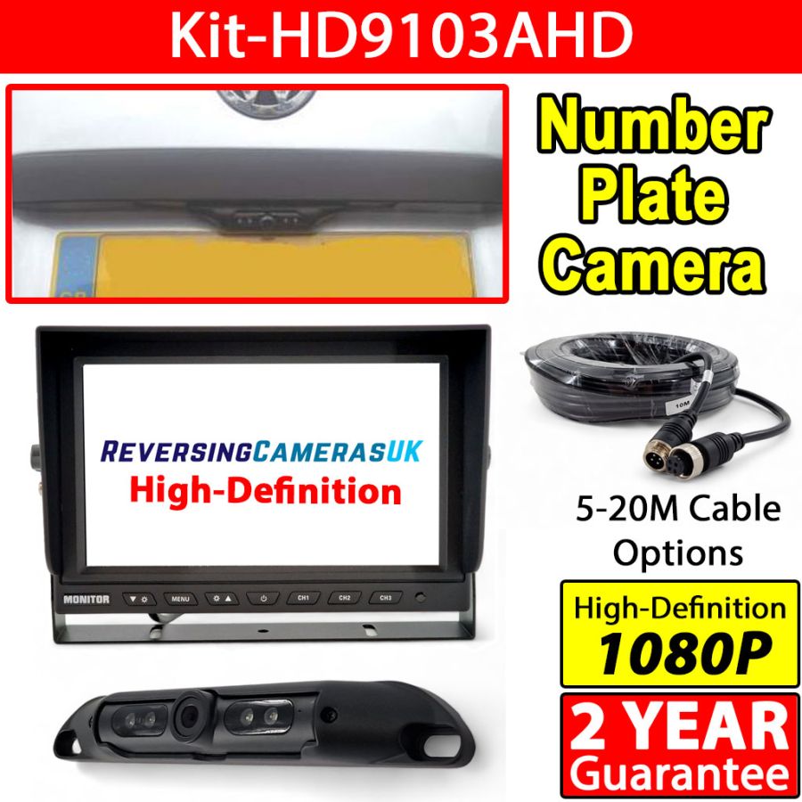 Heavy duty 9 inch AHD dash mount monitor and number plate reversing ...