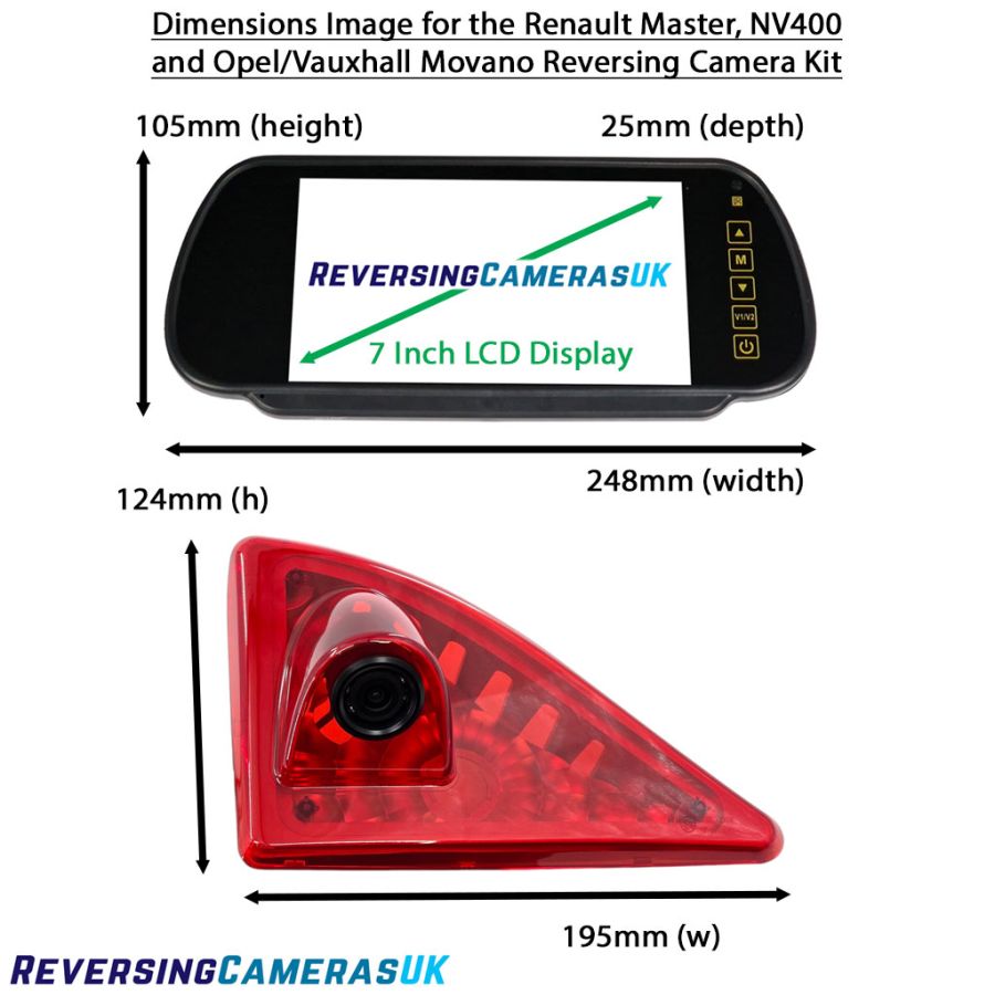 Reversing Camera Kit with 7" Mirror Monitor for Movano, NV400 & Renault ...