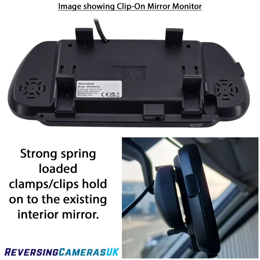 7" AHD High Definition IPS Panel Clip-over Rear View Mirror Monitor 12V ...