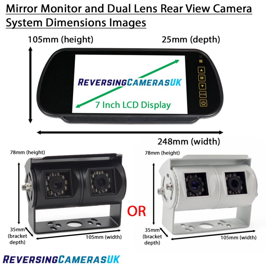 7-Inch Mirror Monitor and Sony CCD Twin Lens Reversing & Driving Camera ...