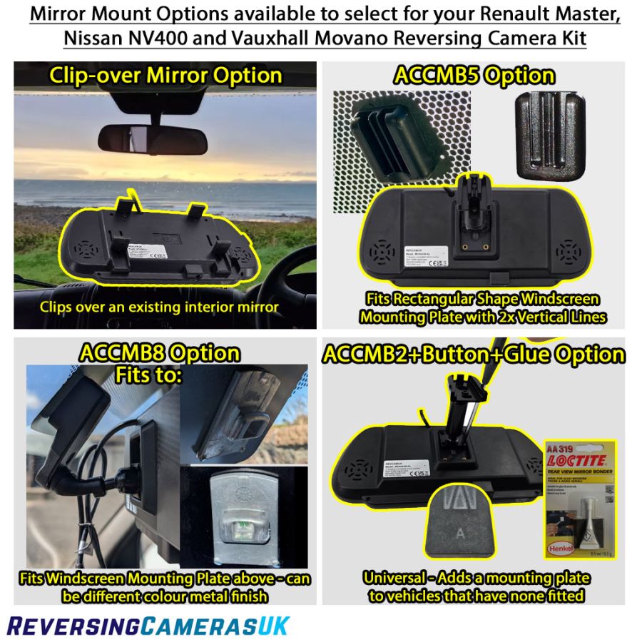Reversing Camera Kit with 7" Mirror Monitor for Movano, NV400 & Renault ...
