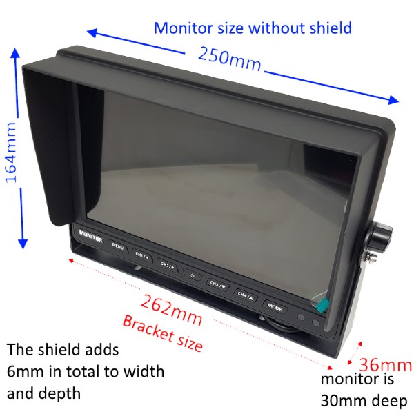 10 inch heavy duty quad screen monitor - Reversing Cameras UK