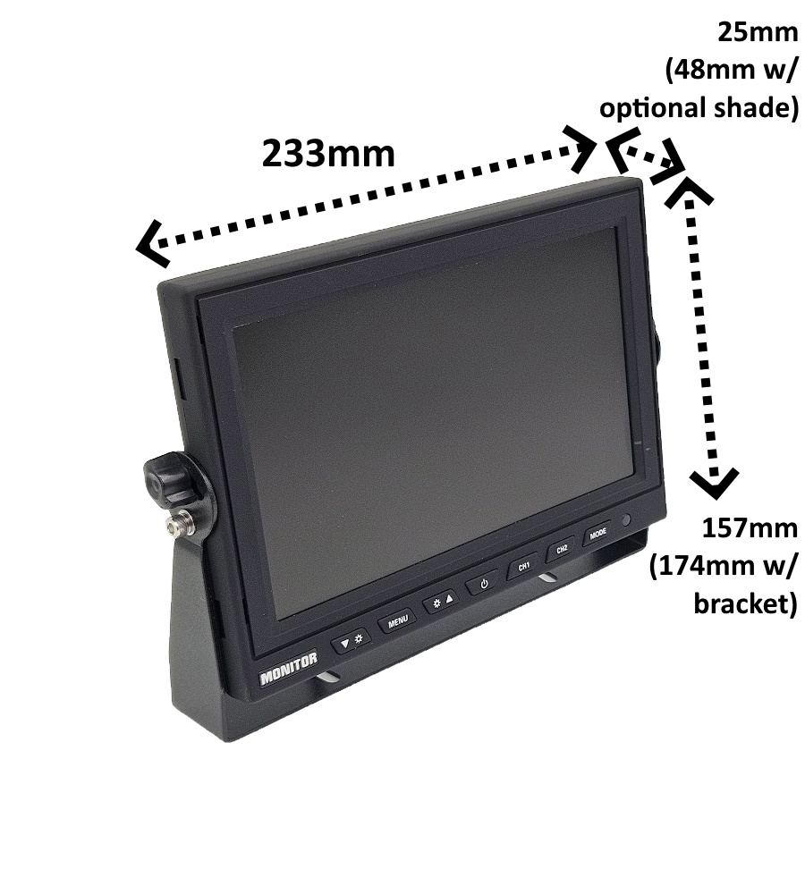 Heavy duty 9 inch AHD dash mount monitor and twin lens reversing camera ...