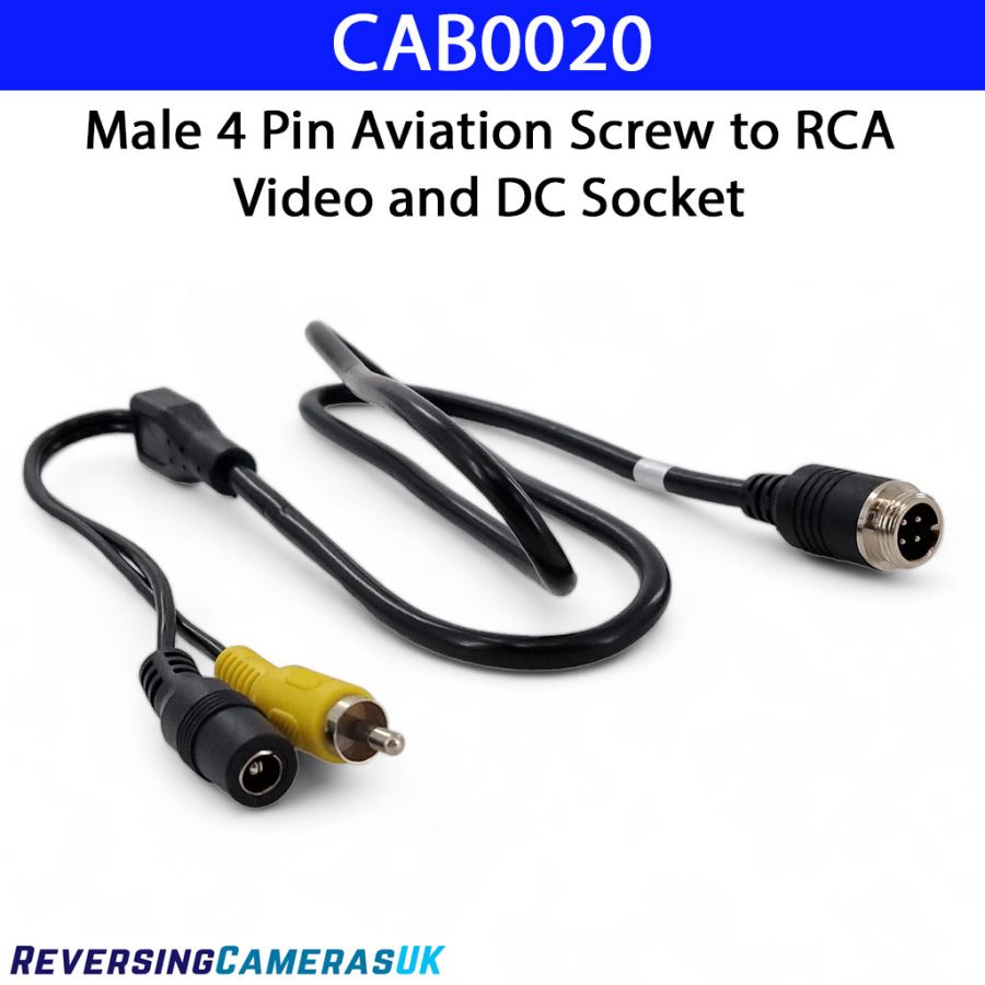 4-Pin Male to RCA Phono (Plug) & DC Power (Socket) Reversing Camera ...