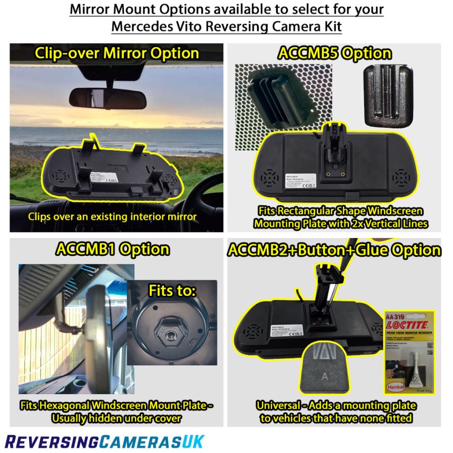 Mercedes Vito Brake Light Reversing Camera Kit with 7" Mirror Monitor ...