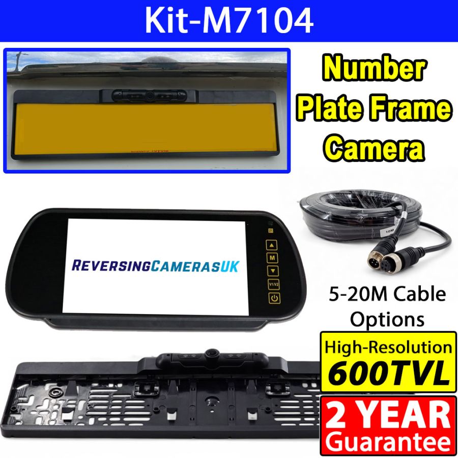 Number Plate Frame Reversing Camera System with 7" Mirror Monitor ...