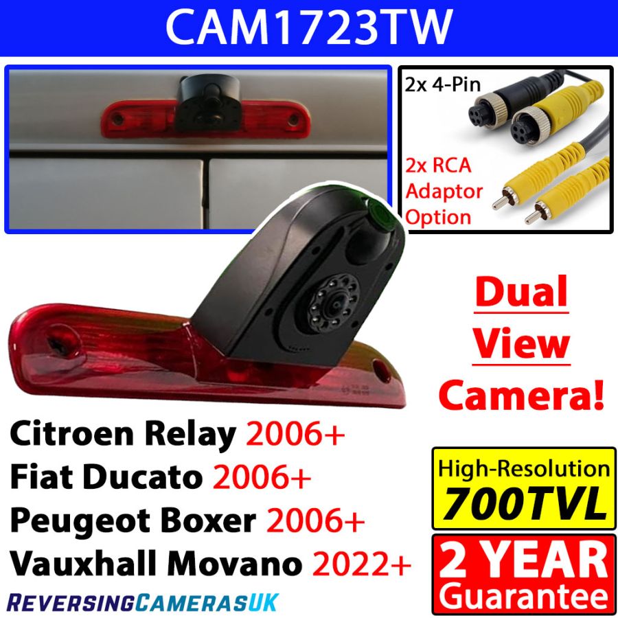 Dual-Lens Brake Light Reversing Camera for Fiat Ducato, Peugeot Boxer ...