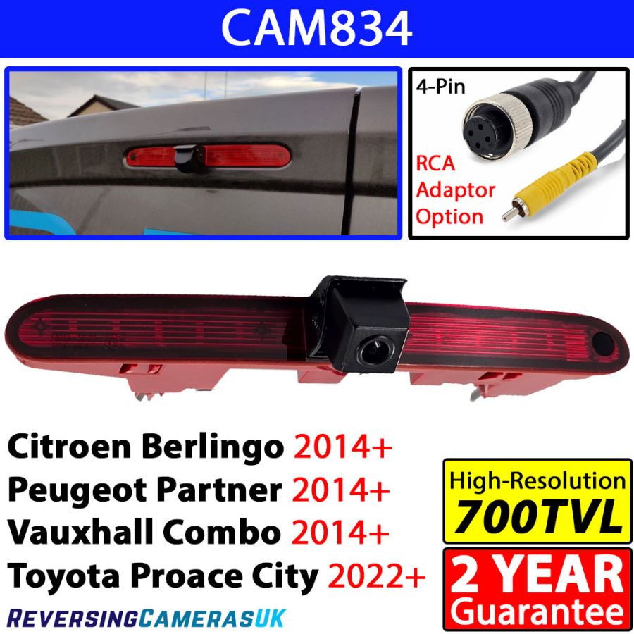 Brake Light Reversing Camera for Citroën Berlingo, Peugeot Partner, Toyota Proace & Vauxhall ...