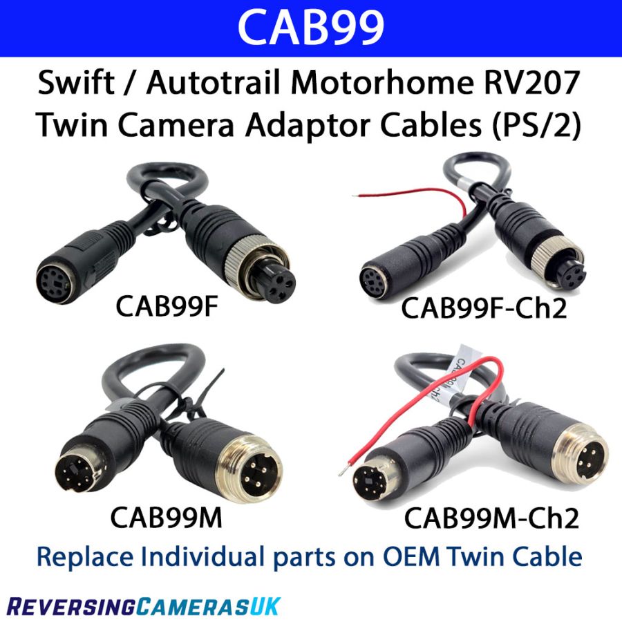 RV207 Motorhome Twin Rear View Camera Adaptor – PS/2 to 4-Pin for Swift ...