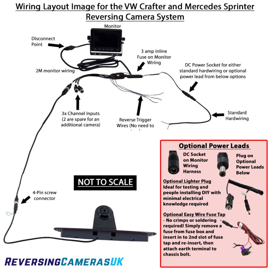 5" Dash Monitor & Brake Light Reversing Camera Kit for VW Crafter ...